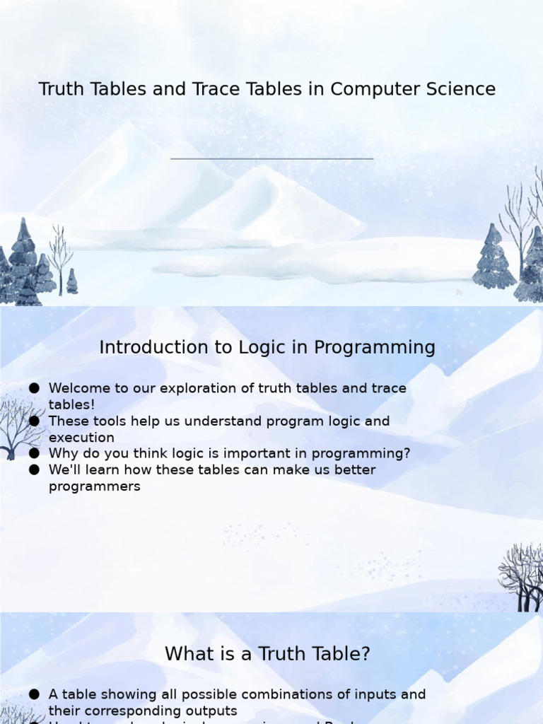 Truth Tables and Trace Tables | PDF | Computer Program | Programming