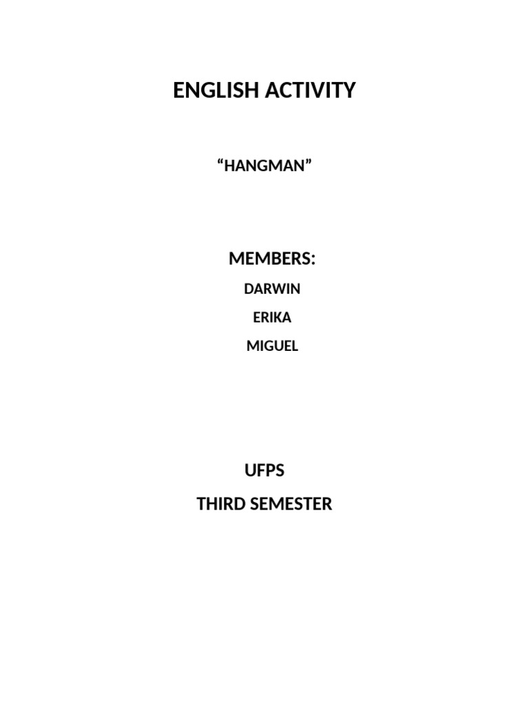 English Activity Hangman | PDF