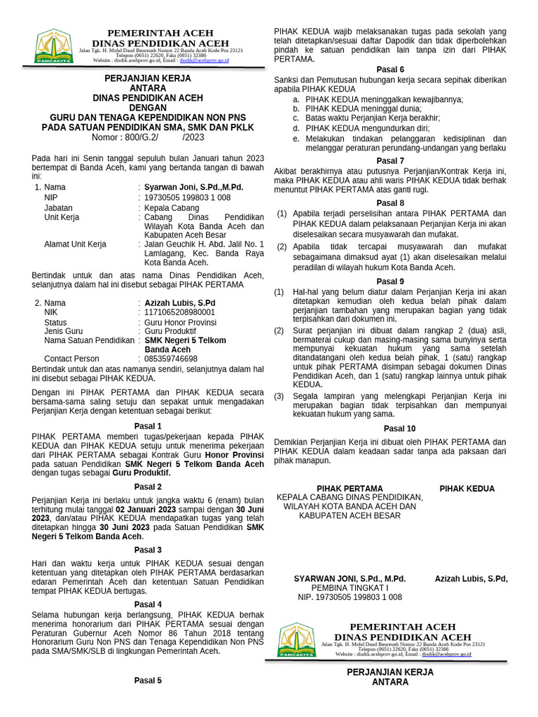 Contoh PK 2023 2024 | PDF