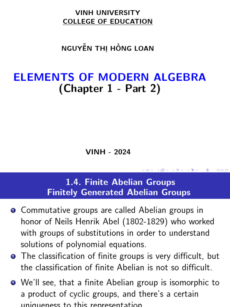 Chapter 1 - Slides - P2 - Elements of Modern Algebra | PDF | Group (Mathematics) | Group Theory