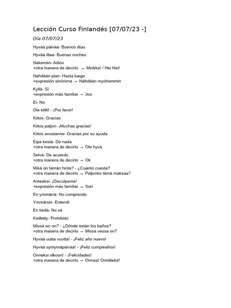 Lección Finlandés | PDF