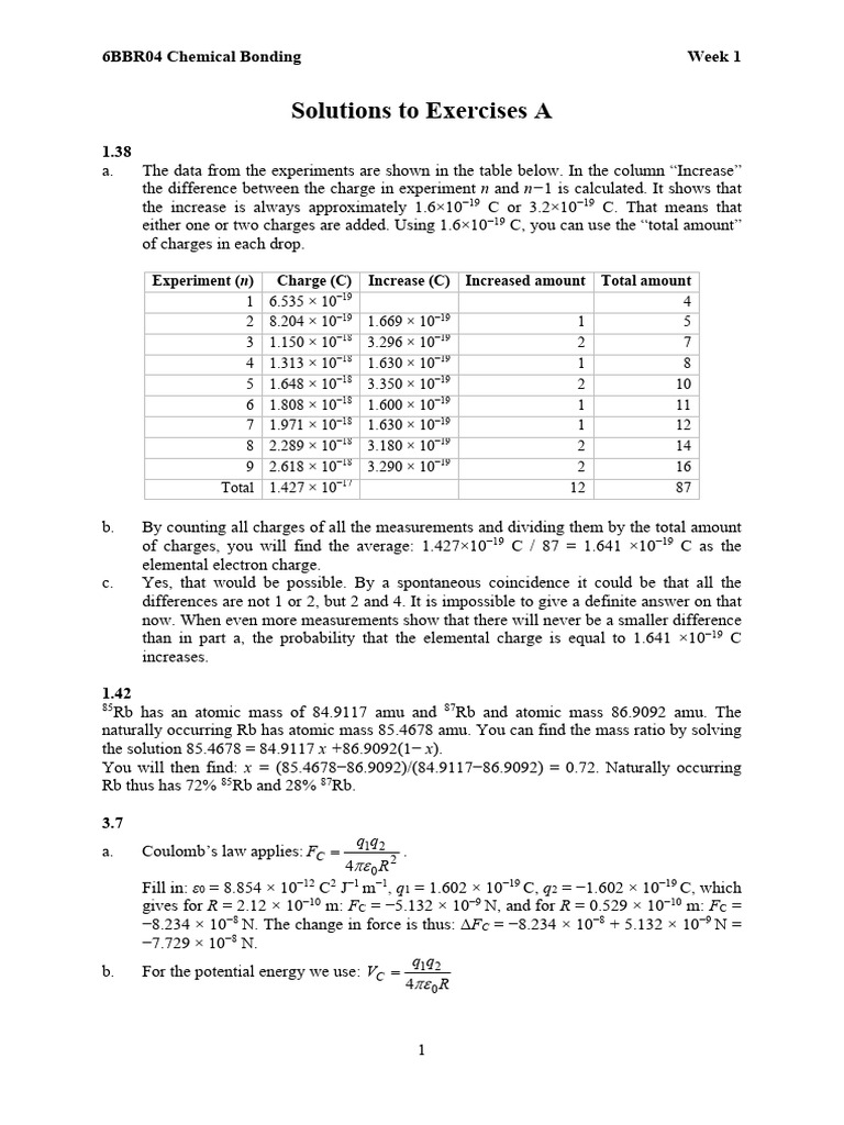 Chemical Bonding Solutions Exercises Part A 8th Ed | PDF | Ionization ...