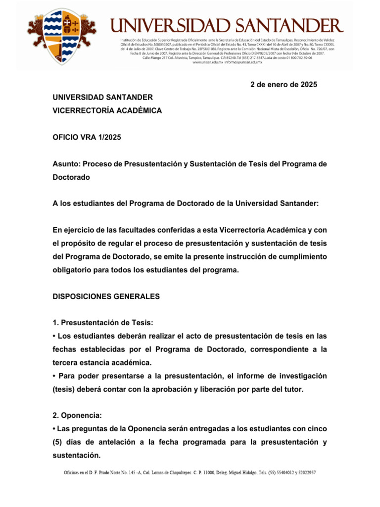 Instrucción 1 - 2025 VRA | PDF | Doctorado