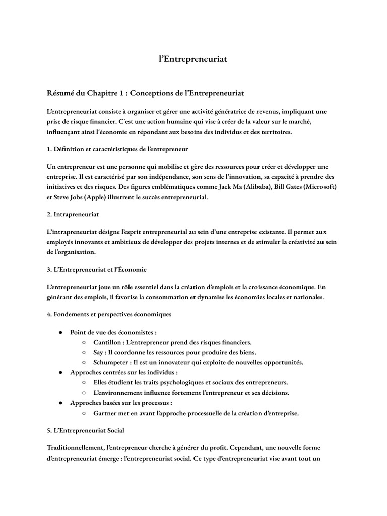 L'entrepreneuriat 1 | PDF | Entrepreneuriat | Business