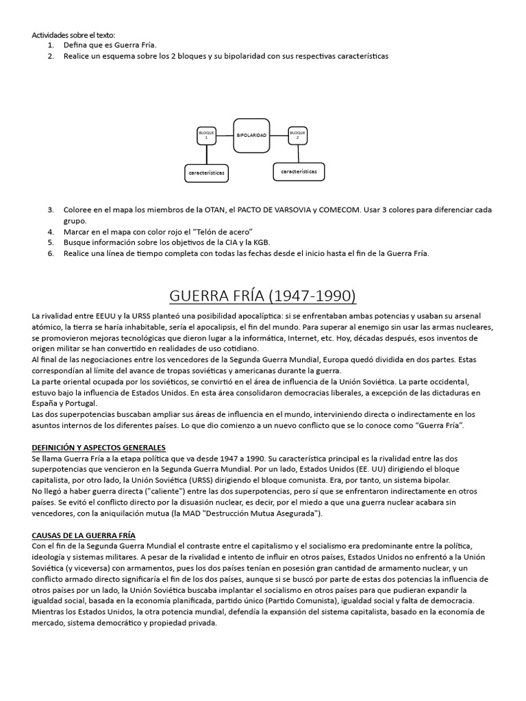 Actividades sobre la Guerra Fría | PDF | Guerra Fría | Unión Soviética