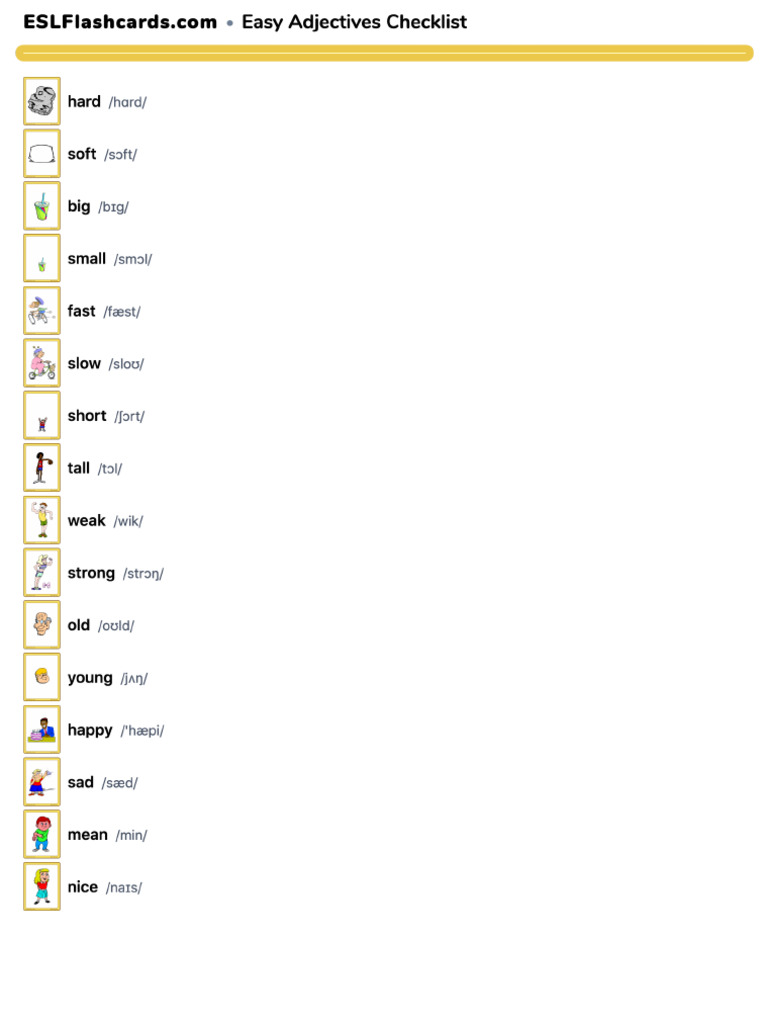 easy-adjectives-checklist | PDF