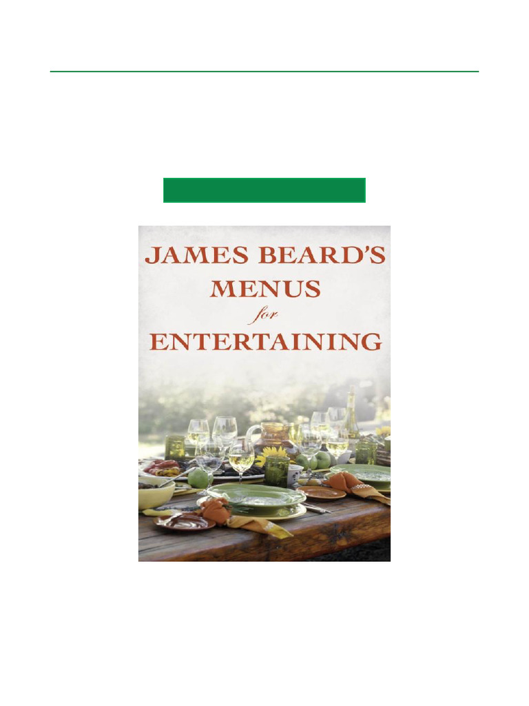 New Release James Beard's Menus For Entertaining Open Access Download | PDF