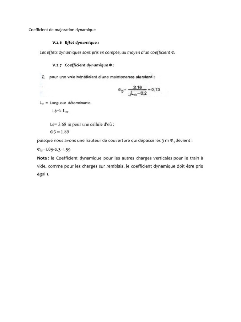 Coefficient de Majoration Dynamique | PDF