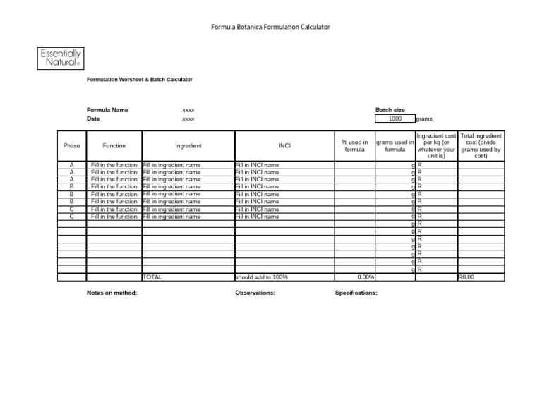 Batch Size Formulation Calculator | PDF
