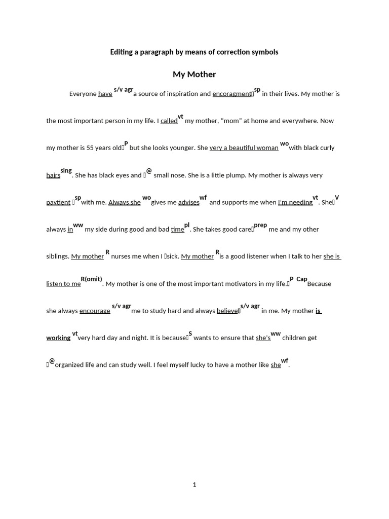 Correction Symbols For Process Writing Tasks | PDF | Languages ...