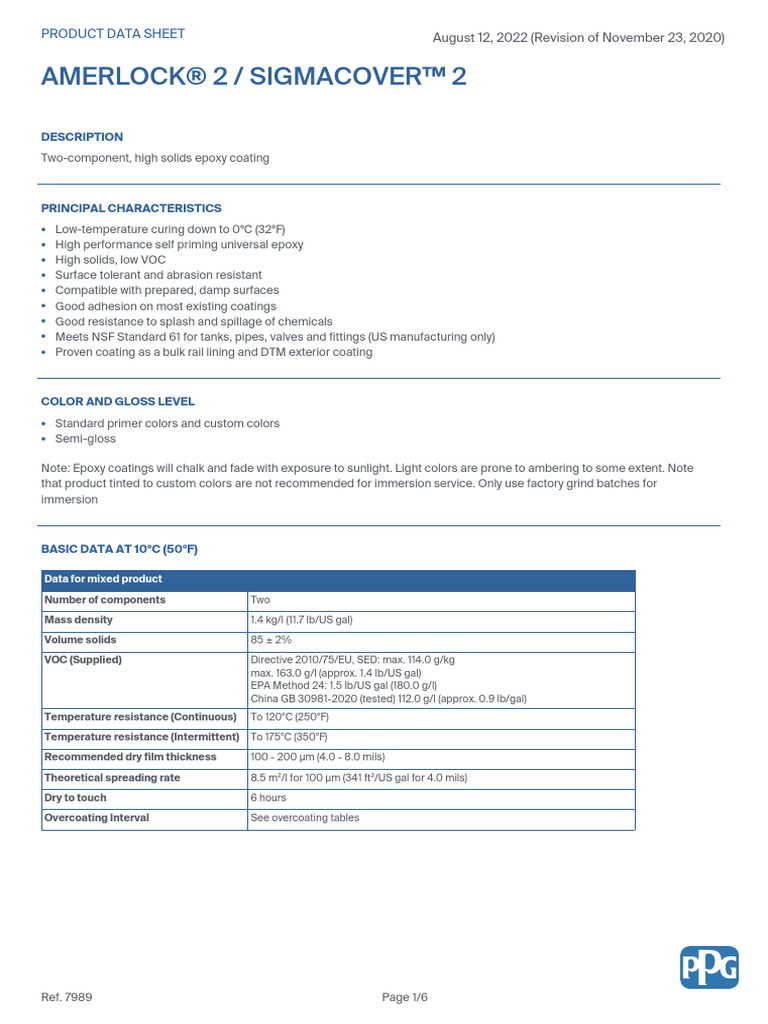 Amerlock 2 TDS | PDF | Legal Liability | Industrial Processes