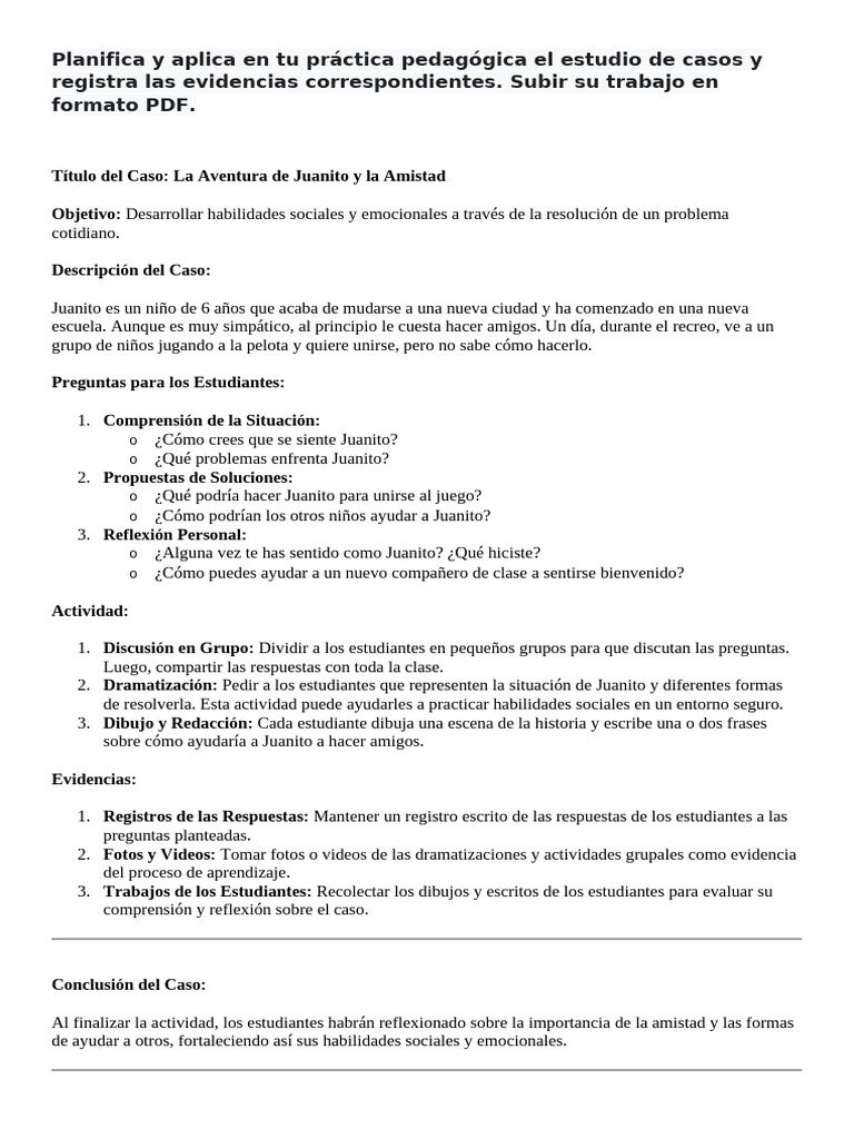 Caso de Juanito y La Amistad | PDF