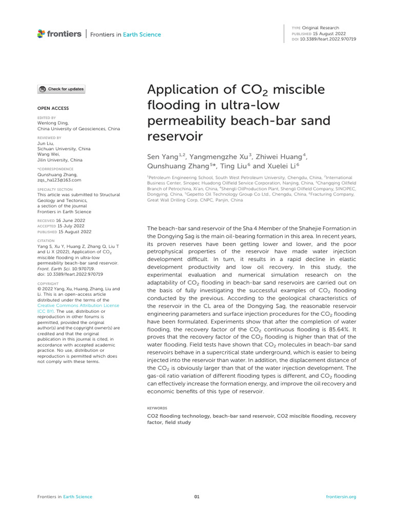 Application of CO2 Miscible Flooding in Ultra-Low | PDF | Petroleum ...
