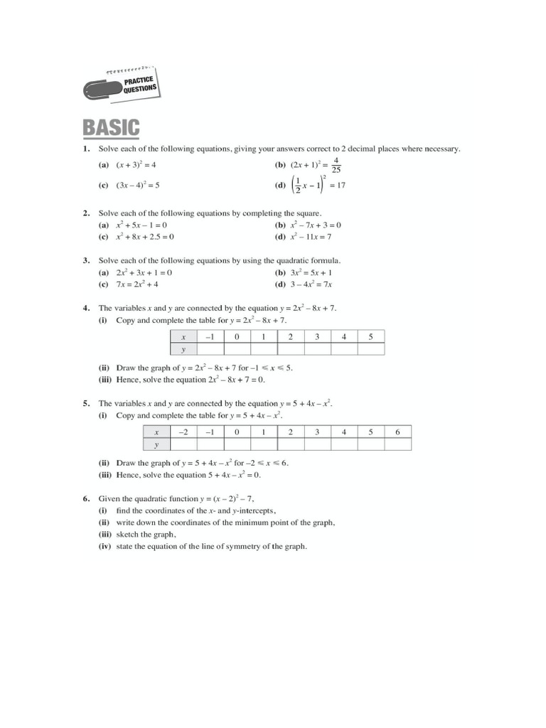 Chapter 1 Quadratics Equations and Functions | PDF
