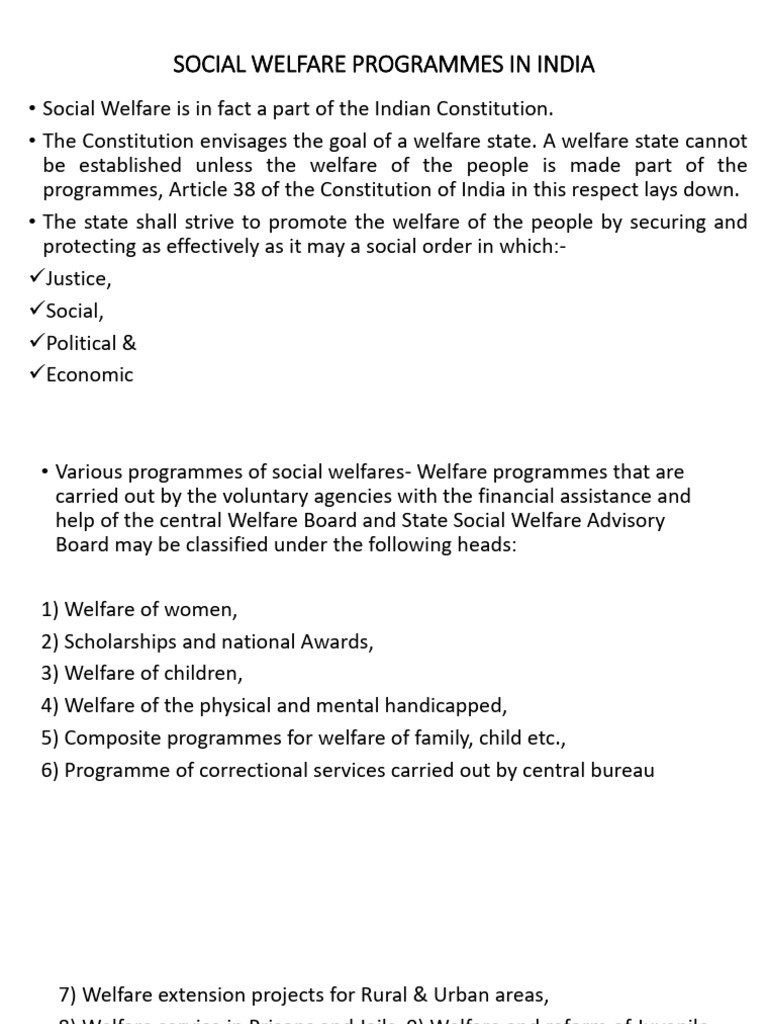 Overview of Social Welfare Programs in India | PDF | Prison | Juvenile ...