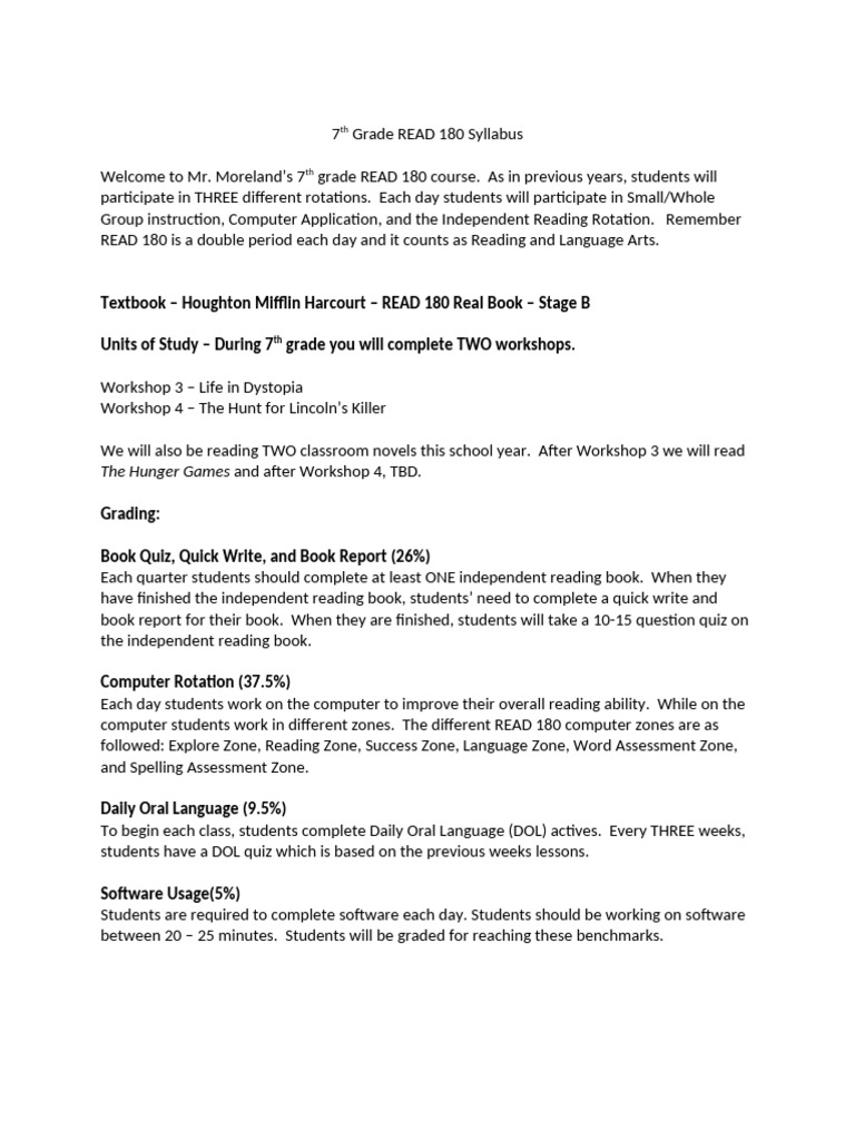 READ 180 Syllabus (1) | PDF