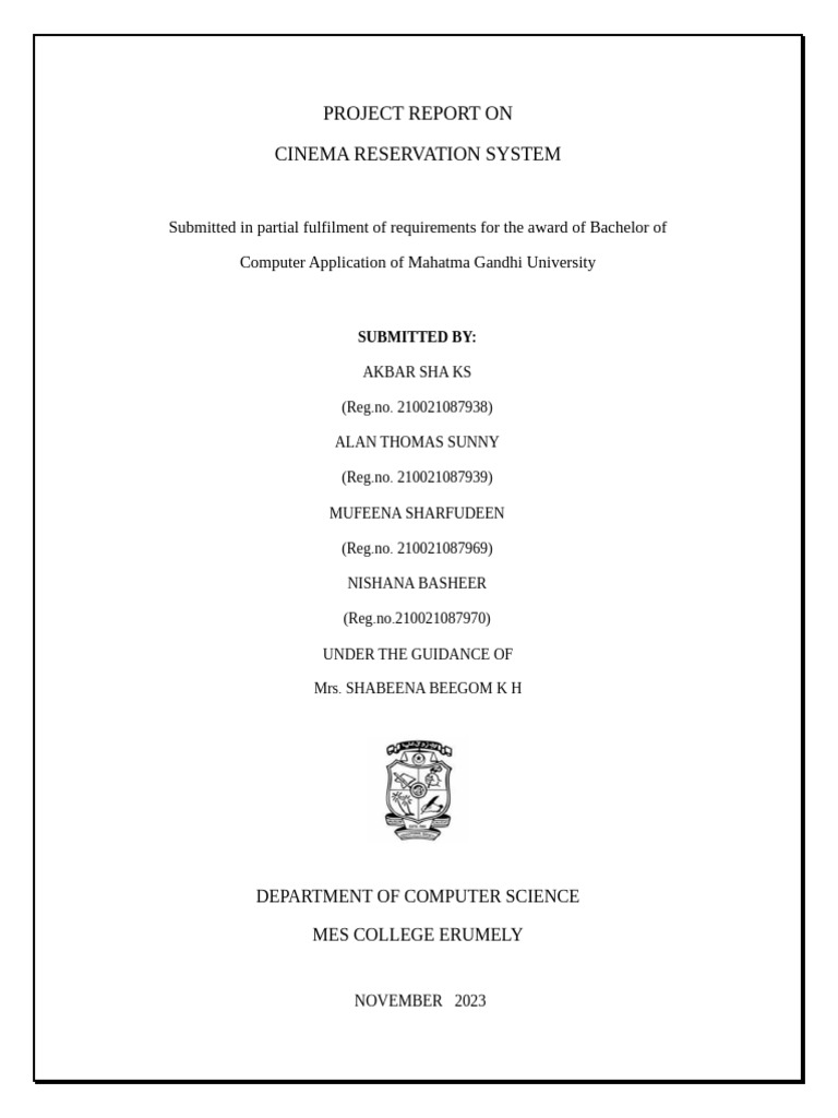 Cinema Reservation System Project Report | PDF | Php | Software Testing
