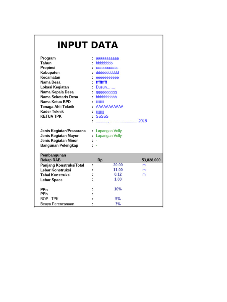 01.rab Desain Lapangan Volli | PDF