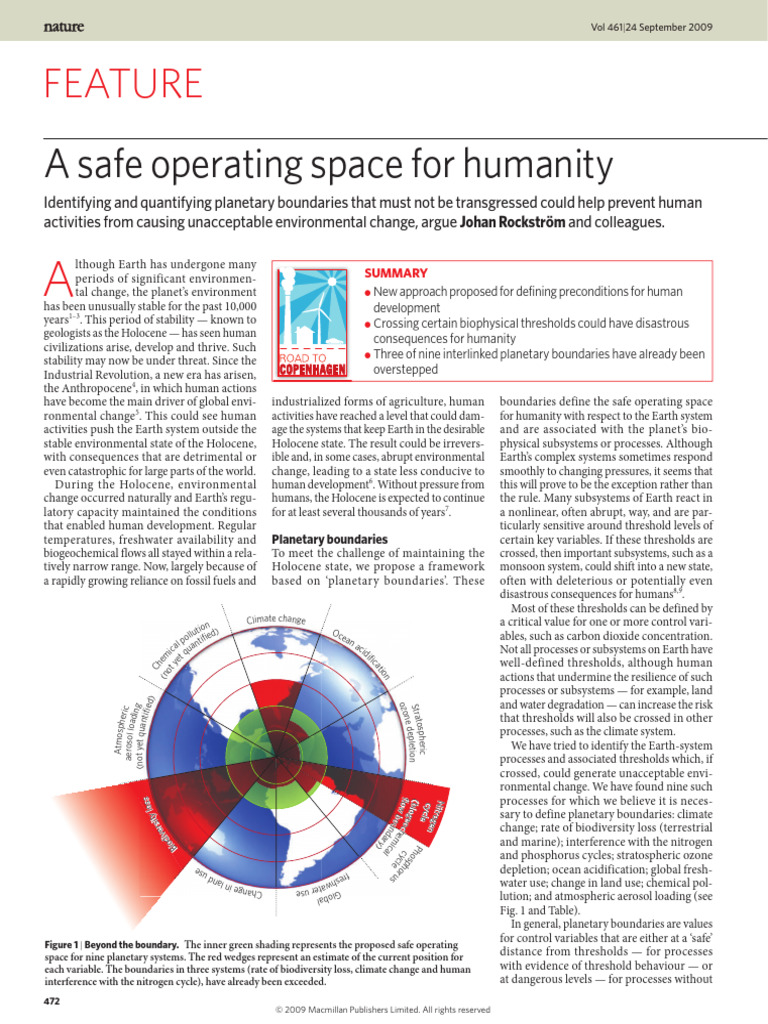 J. Rockström Et Al. - 2009 - A Safe Operation Space For Humanity | PDF ...