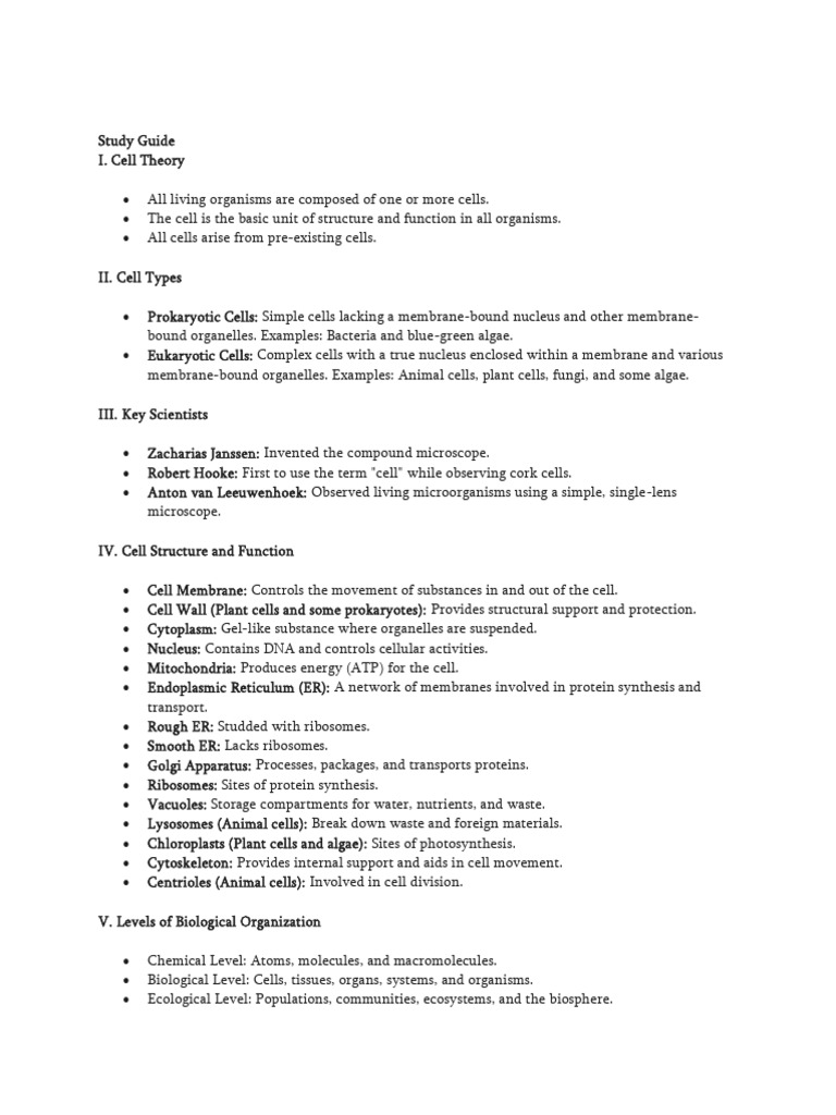 Best Biology Cell Study Guide | PDF | Cell (Biology) | Cell Membrane