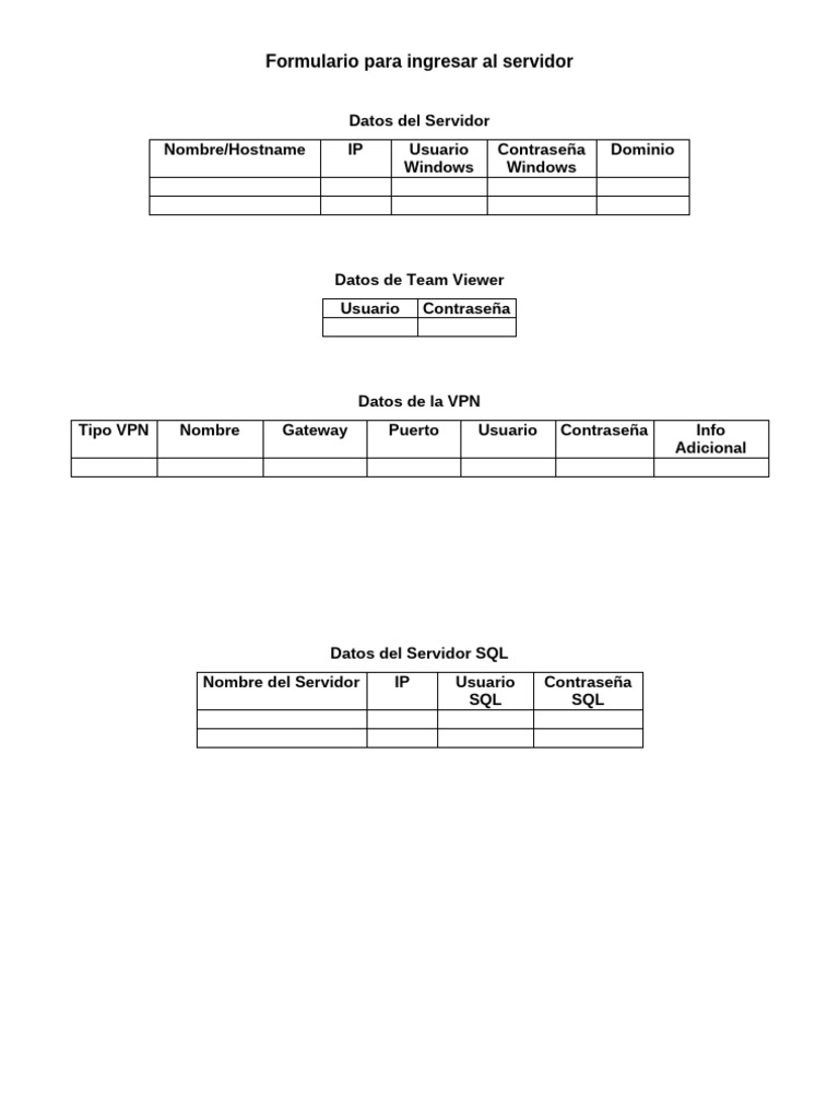 Formulario para Ingresar Al Servidor | PDF