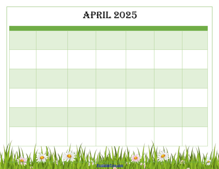 April 2025 Green Calendar | PDF