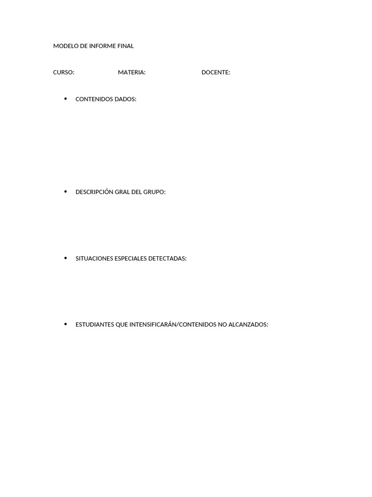 Modelo de Informe Final | PDF