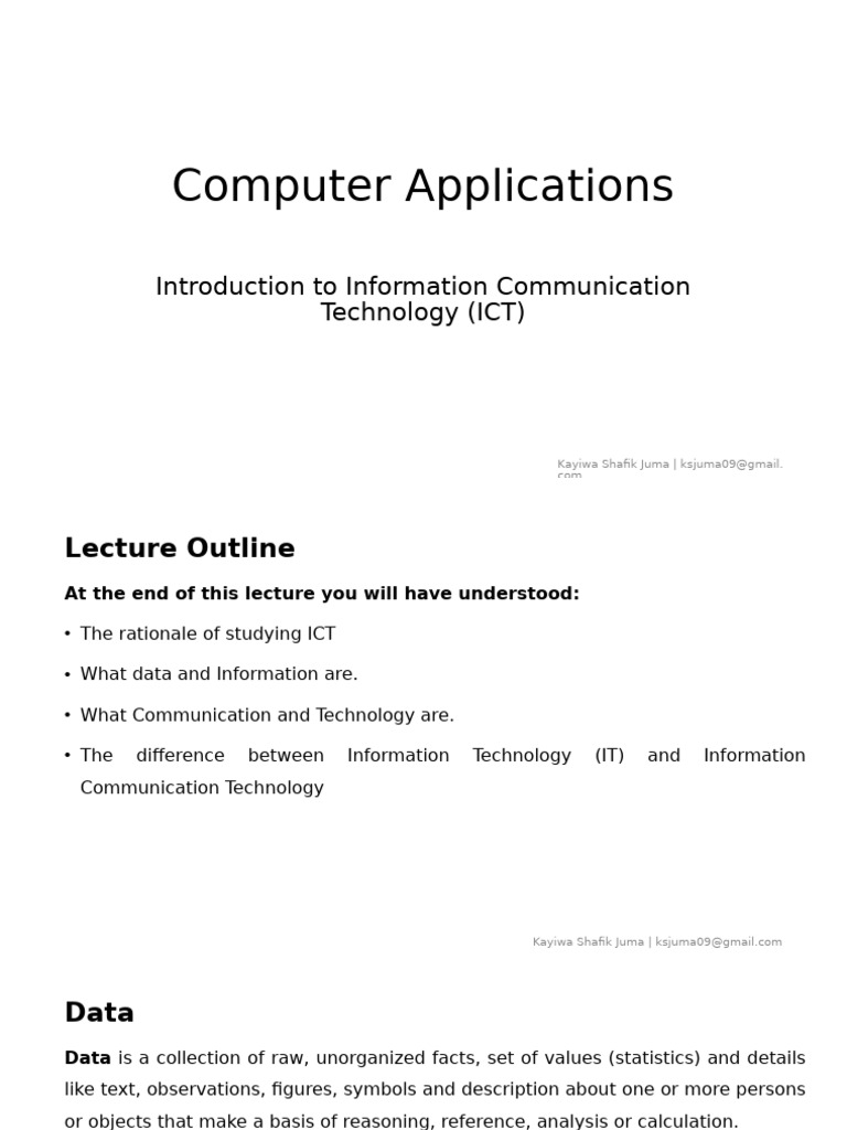 Introduction to Information Communication Technology | PDF | Data ...