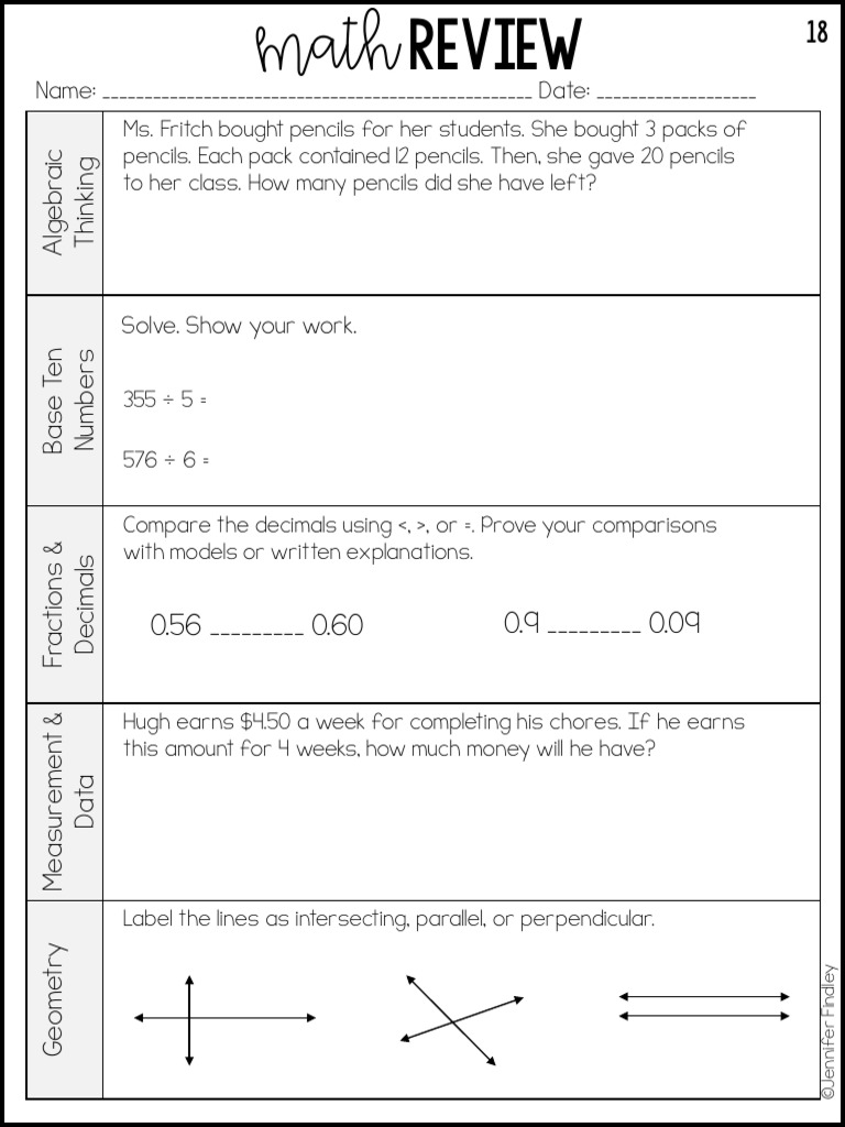 Math Review: Pencils, Fractions, and Geometry | PDF