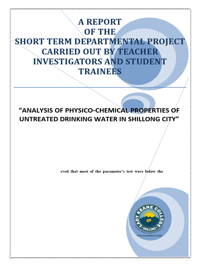 Project On Analysis of Physico-Chemical Properties of Untreated ...
