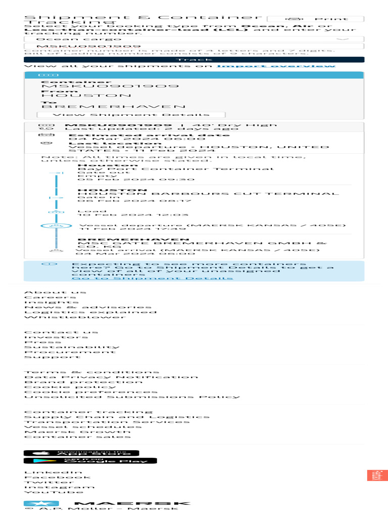 Maersk Container Tracking Guide | PDF