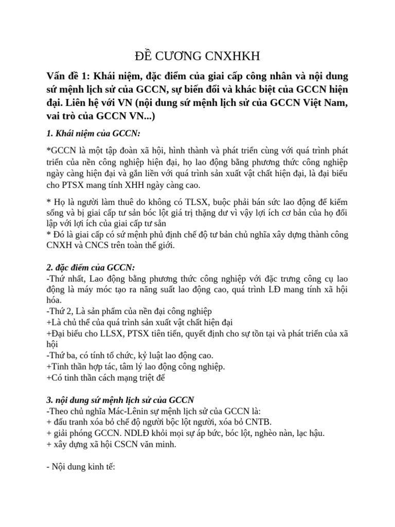 ĐỀ CƯƠNG CNXH | PDF
