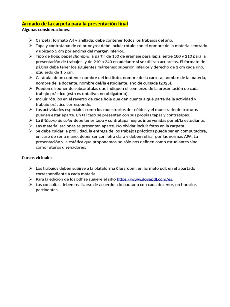 PAUTAS DE PRESENTACIÓN - DAN | PDF