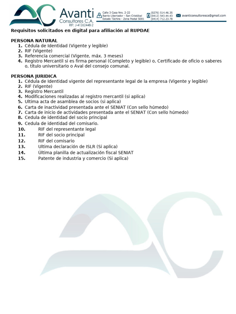 Requisitos para Afiliación al RUPDAE | PDF