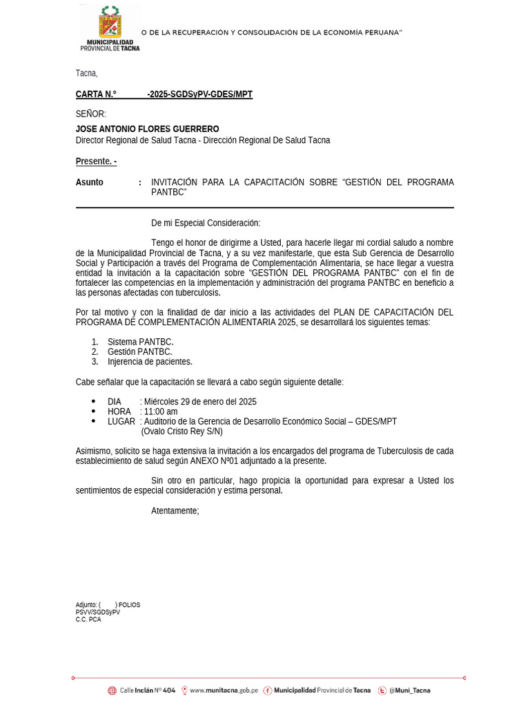 CARTA Nº 2025-SGDSyPV-GDES-MPT | PDF