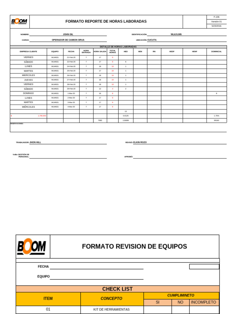 FORMATO DE REVISION DE EQUIPOS | PDF