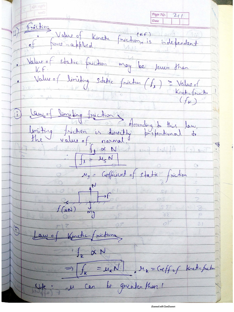 FRIction (Fiitjee Notes) | PDF