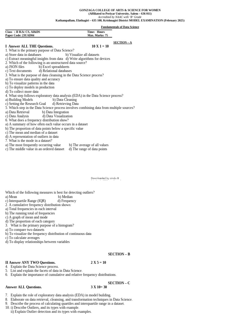 DS - Question paper | PDF | Quartile | Computing