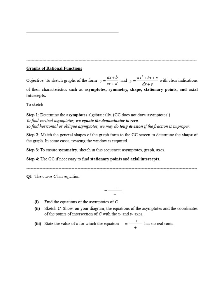 2024 JC1 H2 Mathematics Subject Time Lesson 1 | PDF | Asymptote | Equations