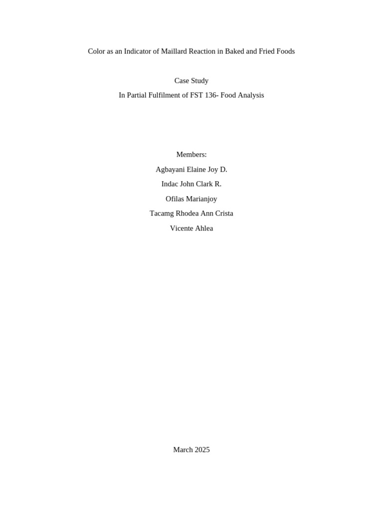 Color As An Indicator of Maillard Reaction in Baked and Fried Foods ...