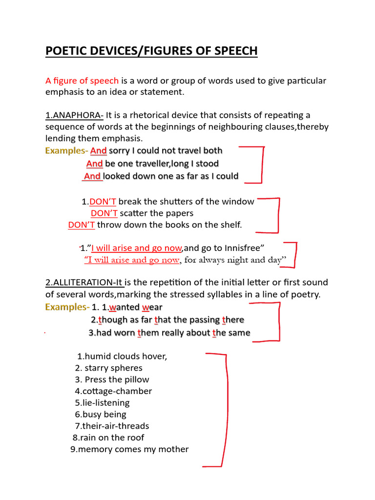 Poetic Devices of Poems Class9 | PDF | Poetry | Metaphor