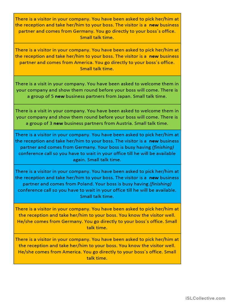 Business English Small Talk Scenarios | PDF