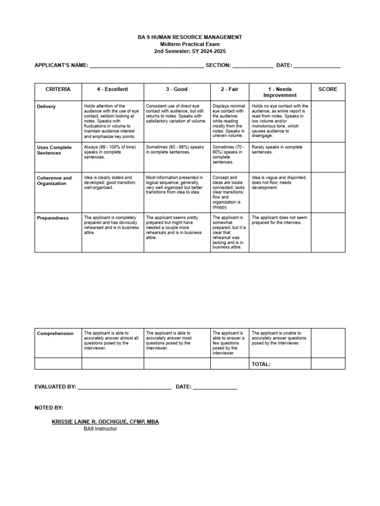 Ba9 Midterm Practical Exam PDF | PDF
