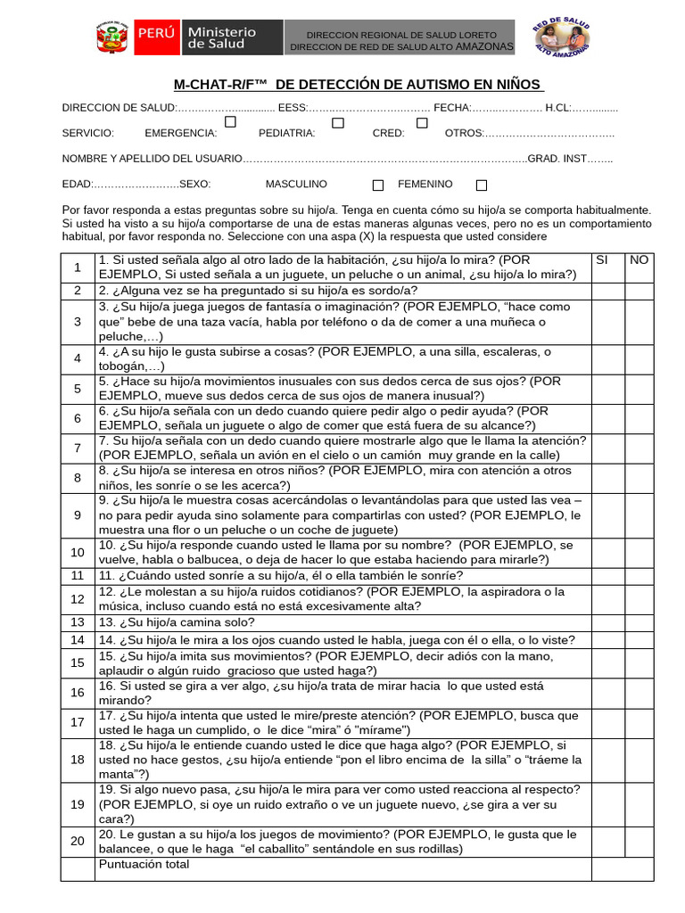 Test de Detección de Autismo en Niños | PDF | Juguetes