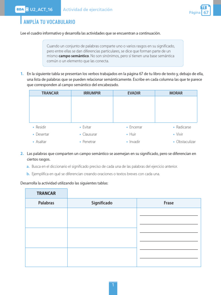 U2 Act 16 | PDF | Verbo | Lingüística