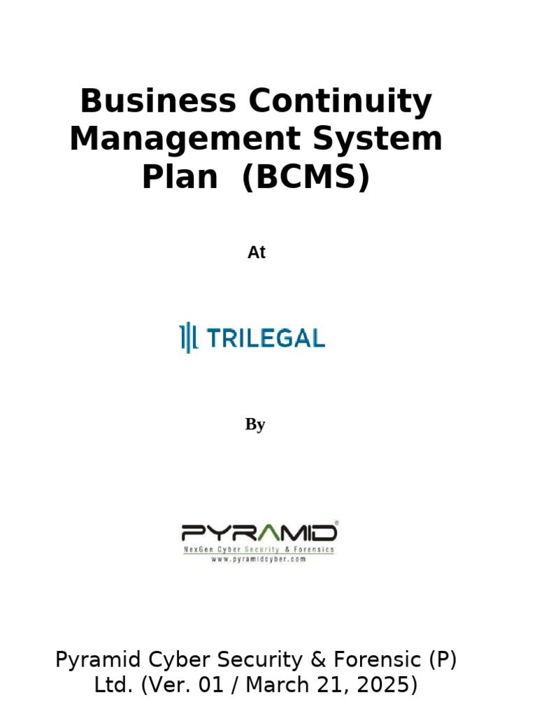Trilegal - Business Continuity Management System (BCMS) Plan Template ...