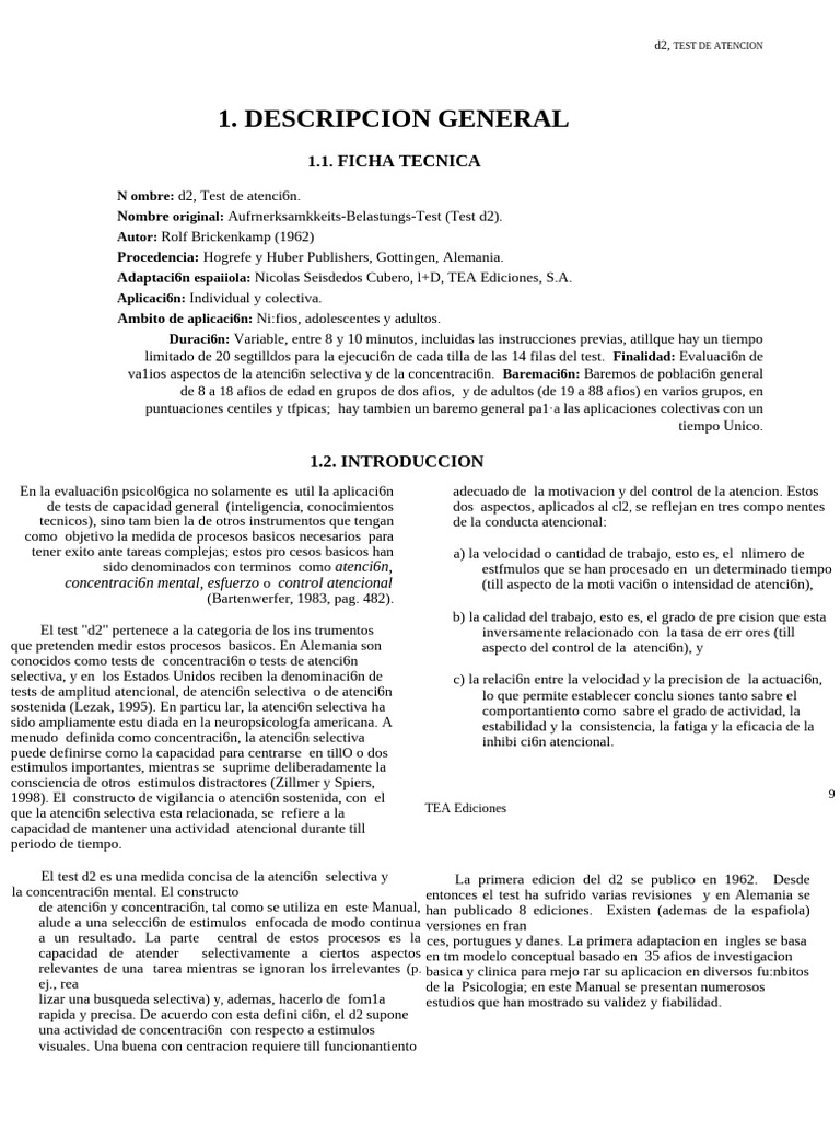 Test D2 - 1 | PDF | Validez (Estadísticas) | Atención