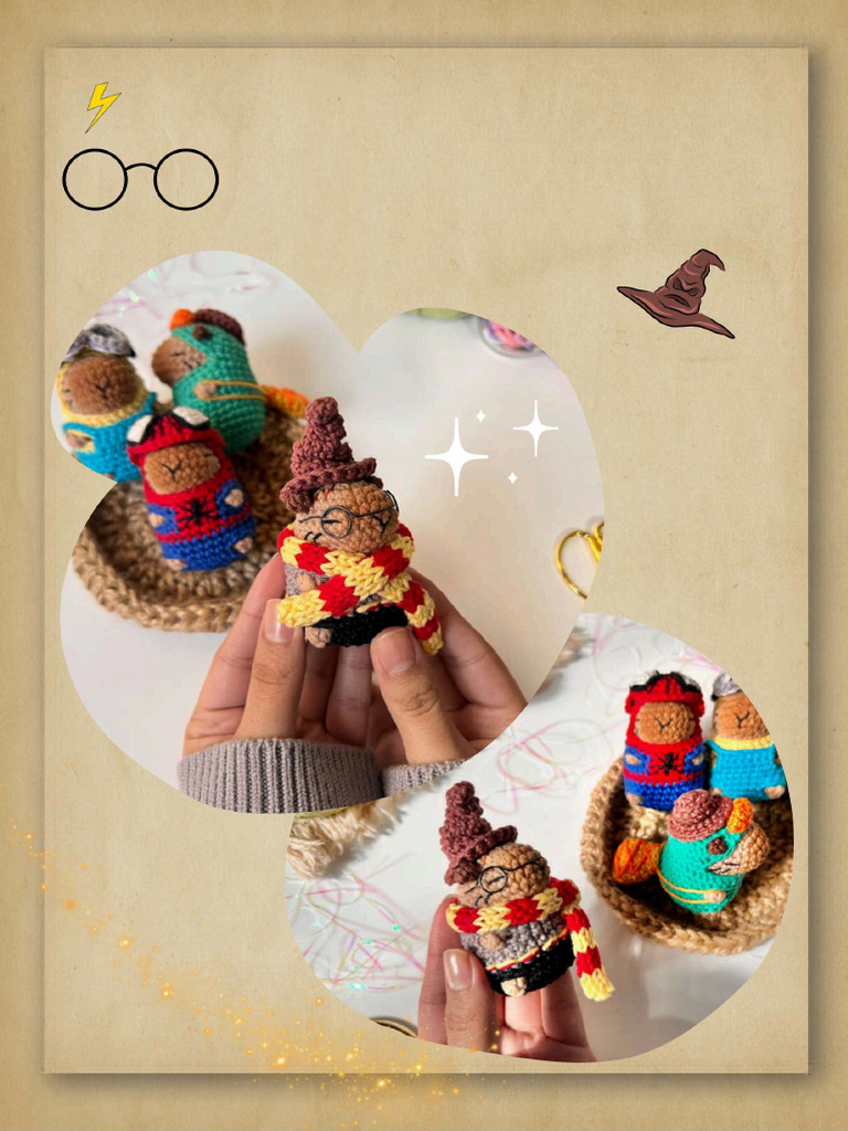 Fantasia de Crochê: Capivara Harry Potter | PDF | Crochê | Têxteis