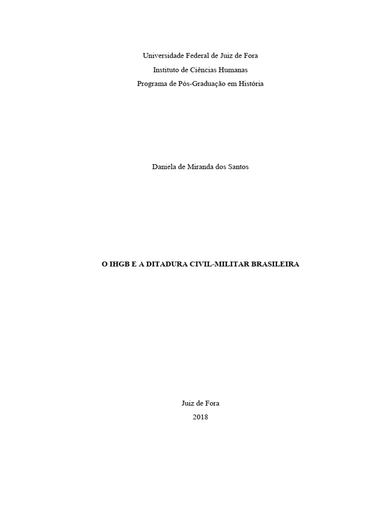 IHGB e a Ditadura Militar Brasileira | PDF | Brasil | Historiografia