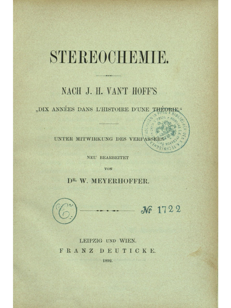 Stereochemie, 1892 - Jacobus Henricus Van't Hoff | PDF